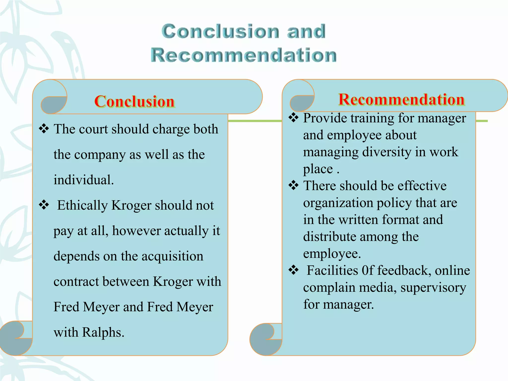 Should kroger pay now for what ralphs employee did then | PPTX