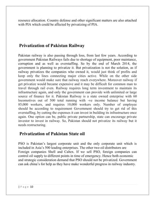 Should pakistan privatized its state own enterprises? | DOCX