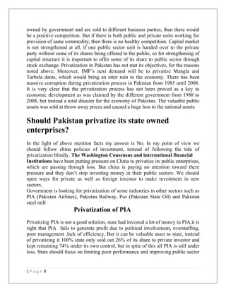 Should pakistan privatized its state own enterprises? | PDF