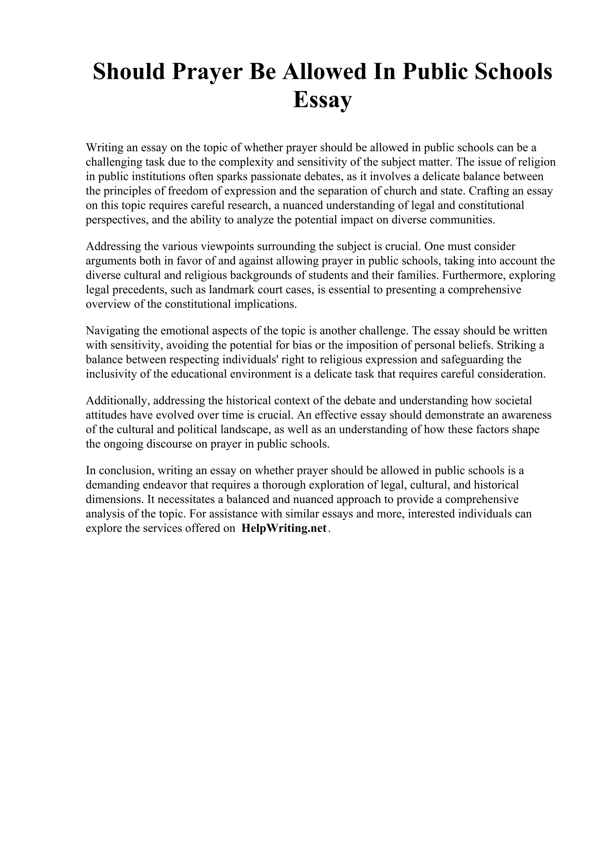 Should Prayer Be Allowed In Public Schools Essay.pdf