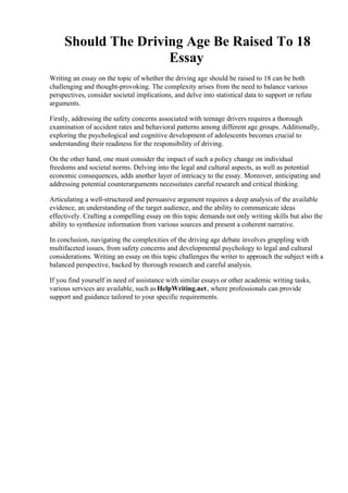 Should The Driving Age Be Raised To 18 Essay.pdf
