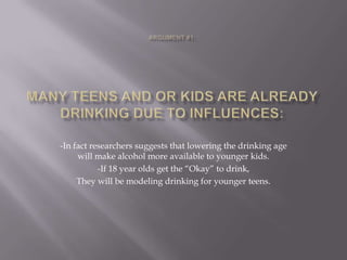 Should the legal drinking age be lowered to | PPSX