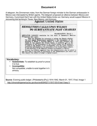 Should the us enter WWI? SAC by Lauren Tata | PDF