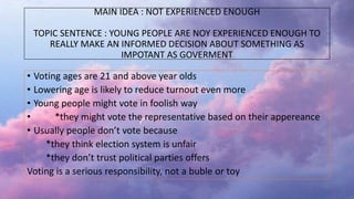 Should the voting age be lowered to 16 | PPTX | Elections | Politics