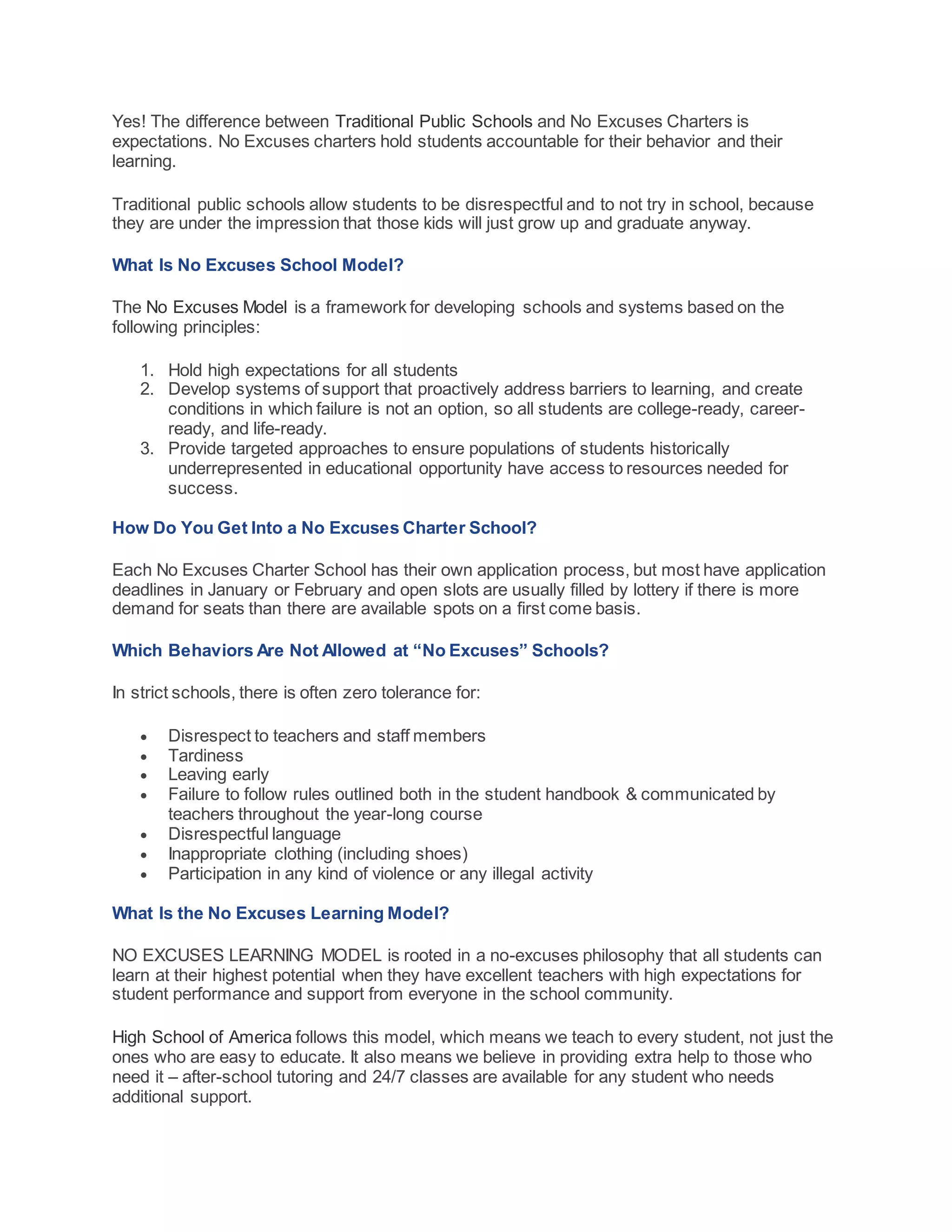 Should you attend a ‘no excuses’ school | DOCX
