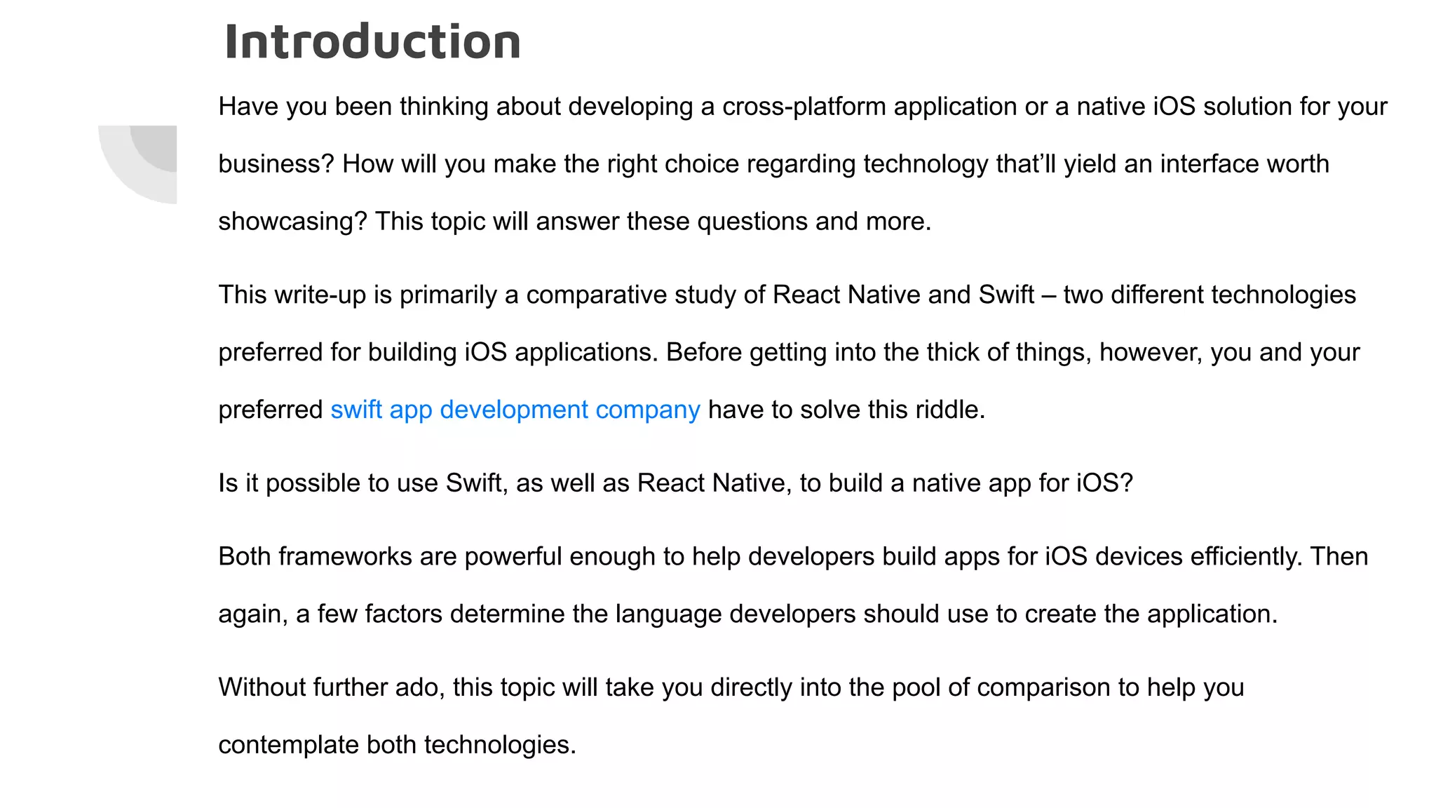 Should you choose react native or swift for i os app development | PPT