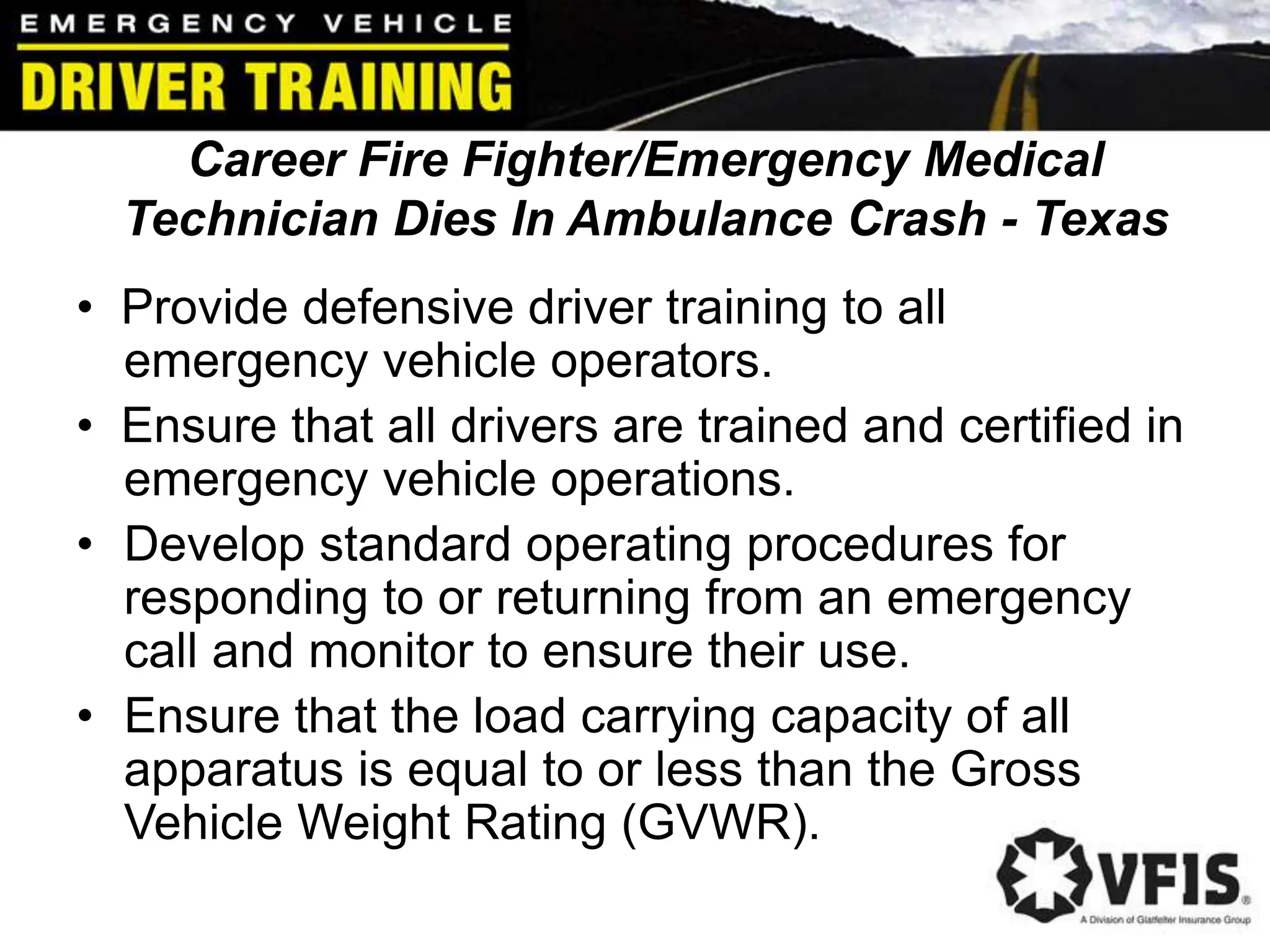 EMERGENCY VEHICLE OPERATIONS FOR AMBULANCE PROFESSIONALS | PPT