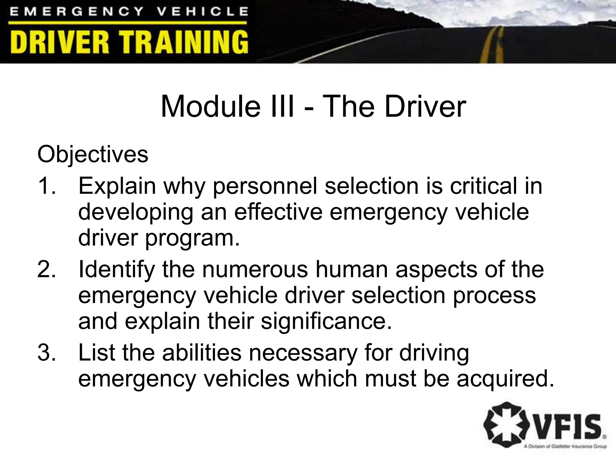 EMERGENCY VEHICLE OPERATIONS FOR AMBULANCE PROFESSIONALS | PPT