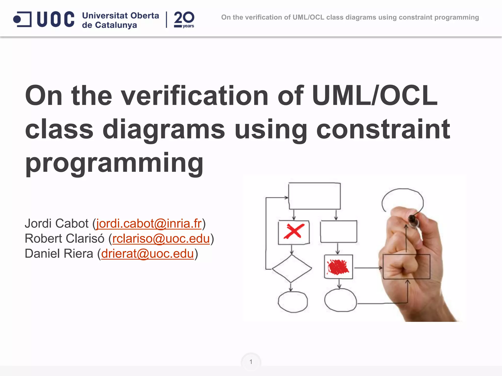 On the verification of UML/OCL class diagrams using constraint programming | PPT