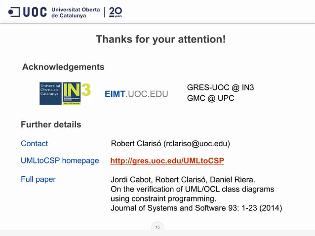 On The Verification Of Umlocl Class Diagrams Using Constraint Programming Ppt