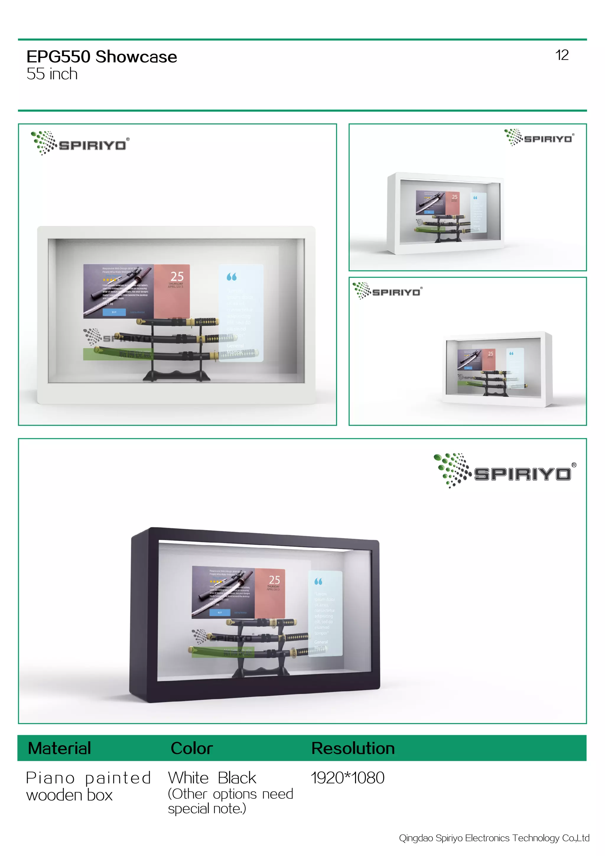 standard Showcases sizes and dimensions | PDF