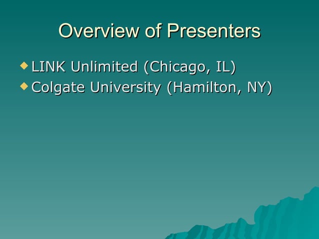 Showcase Session LINK Unlimited and Colgate University: A Community ...