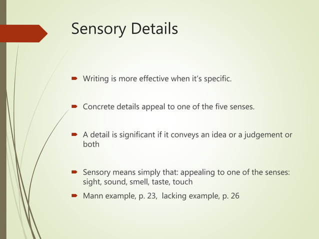 Writing Habits & Sensory Detail | PPT