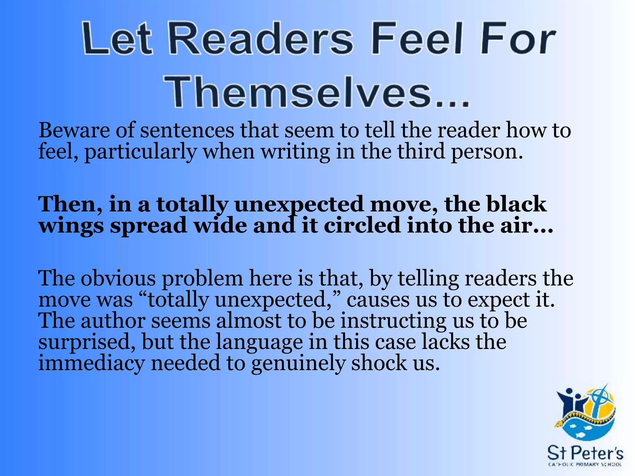 Show, not tell narrative writing | PPTX