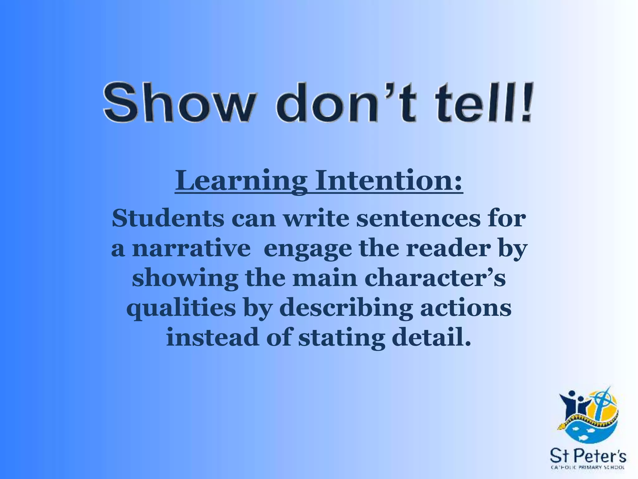 Show, not tell narrative writing | PPTX