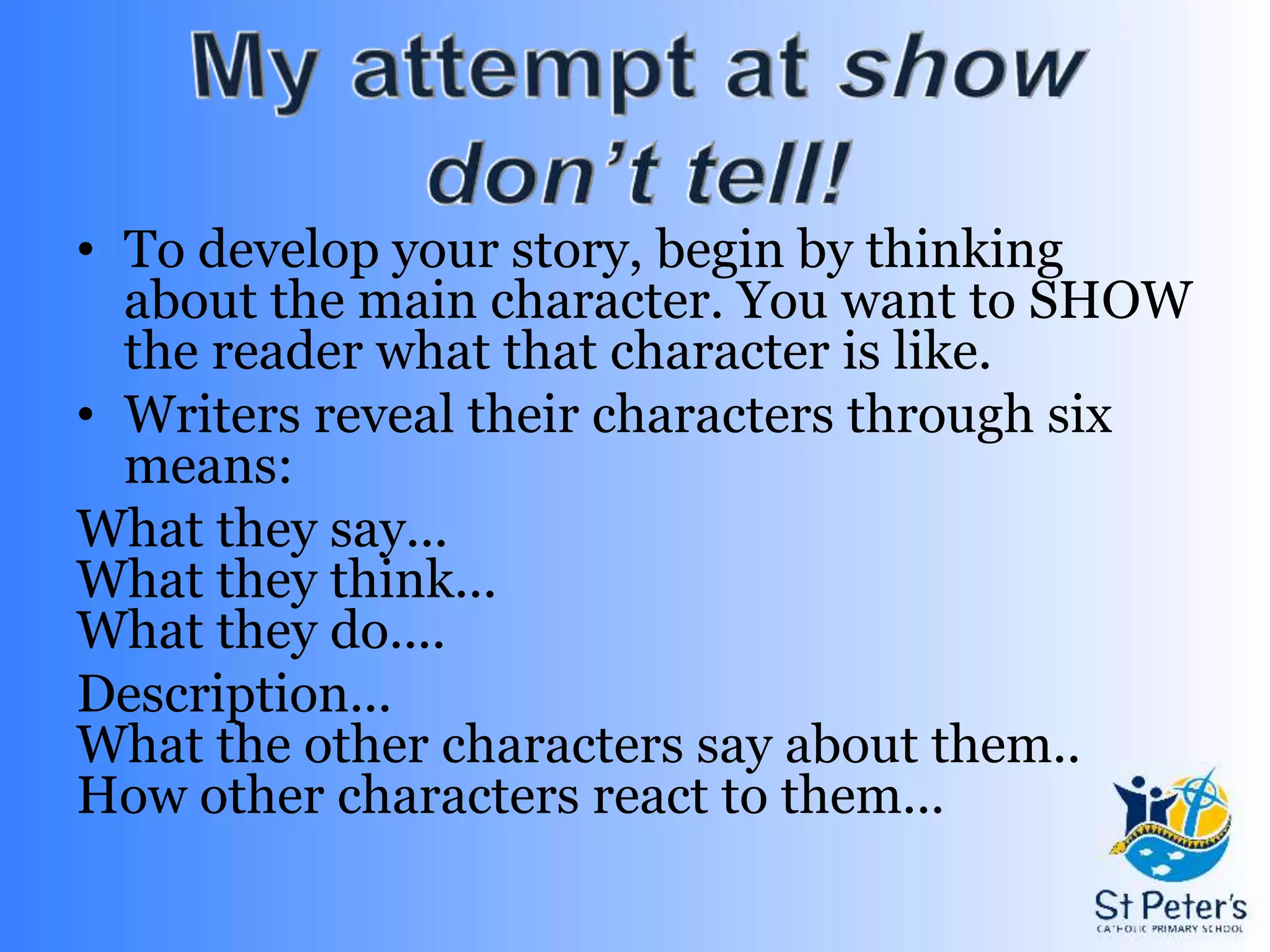 Show, not tell narrative writing | PPTX