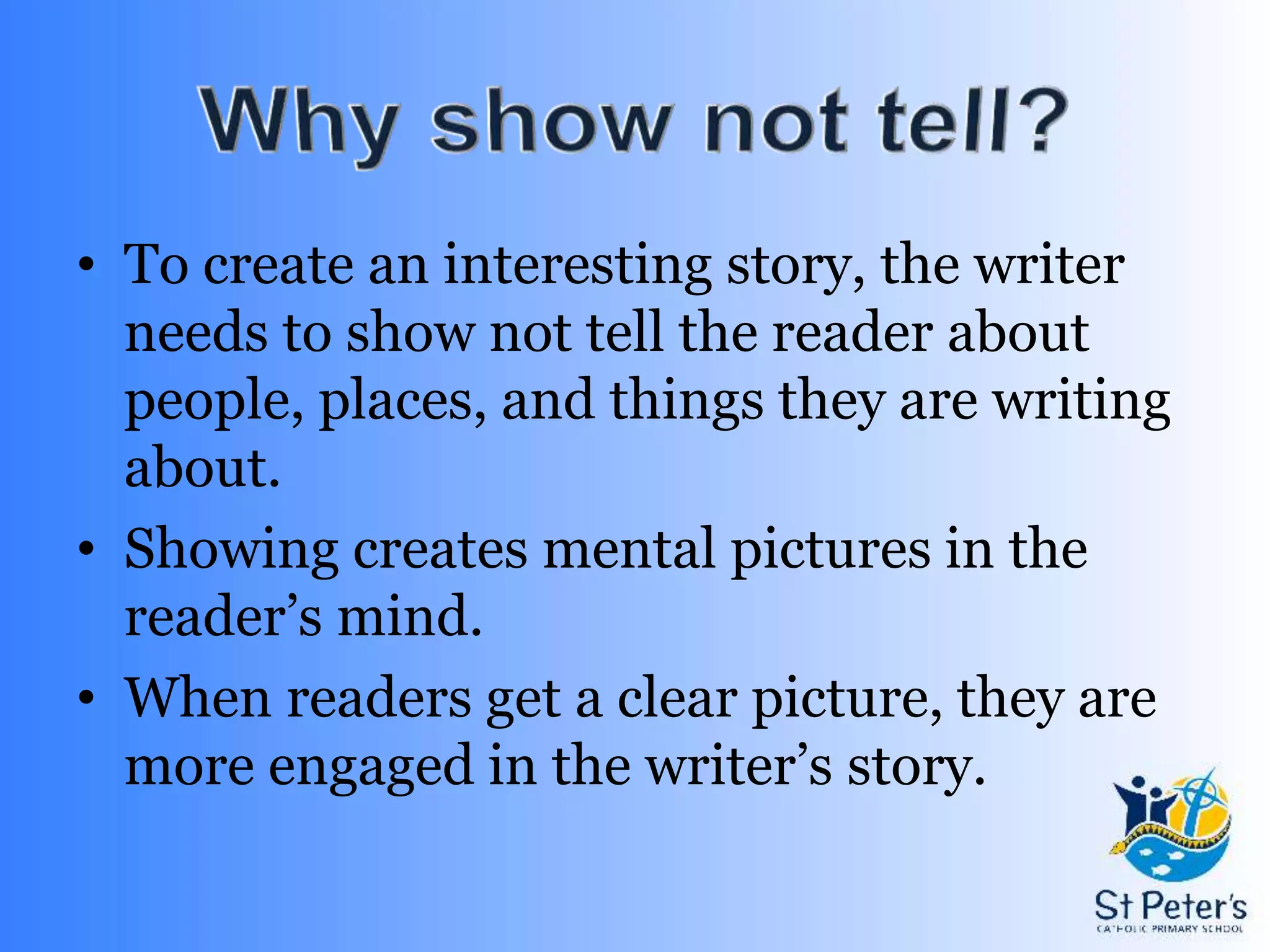 Show, not tell narrative writing | PPTX