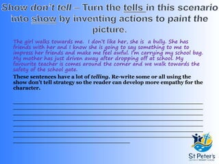 Show, not tell narrative writing | PPTX