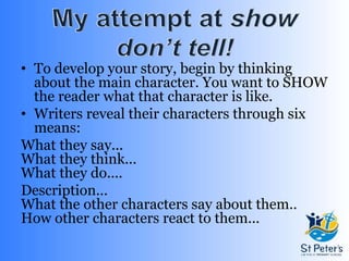 Show, not tell narrative writing | PPTX