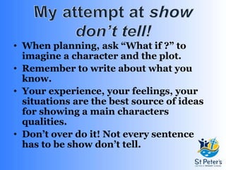 Show, not tell narrative writing | PPTX