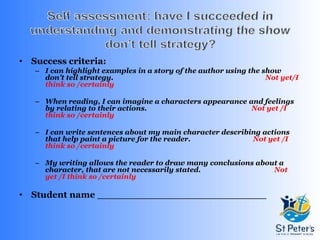 Show, not tell narrative writing | PPTX