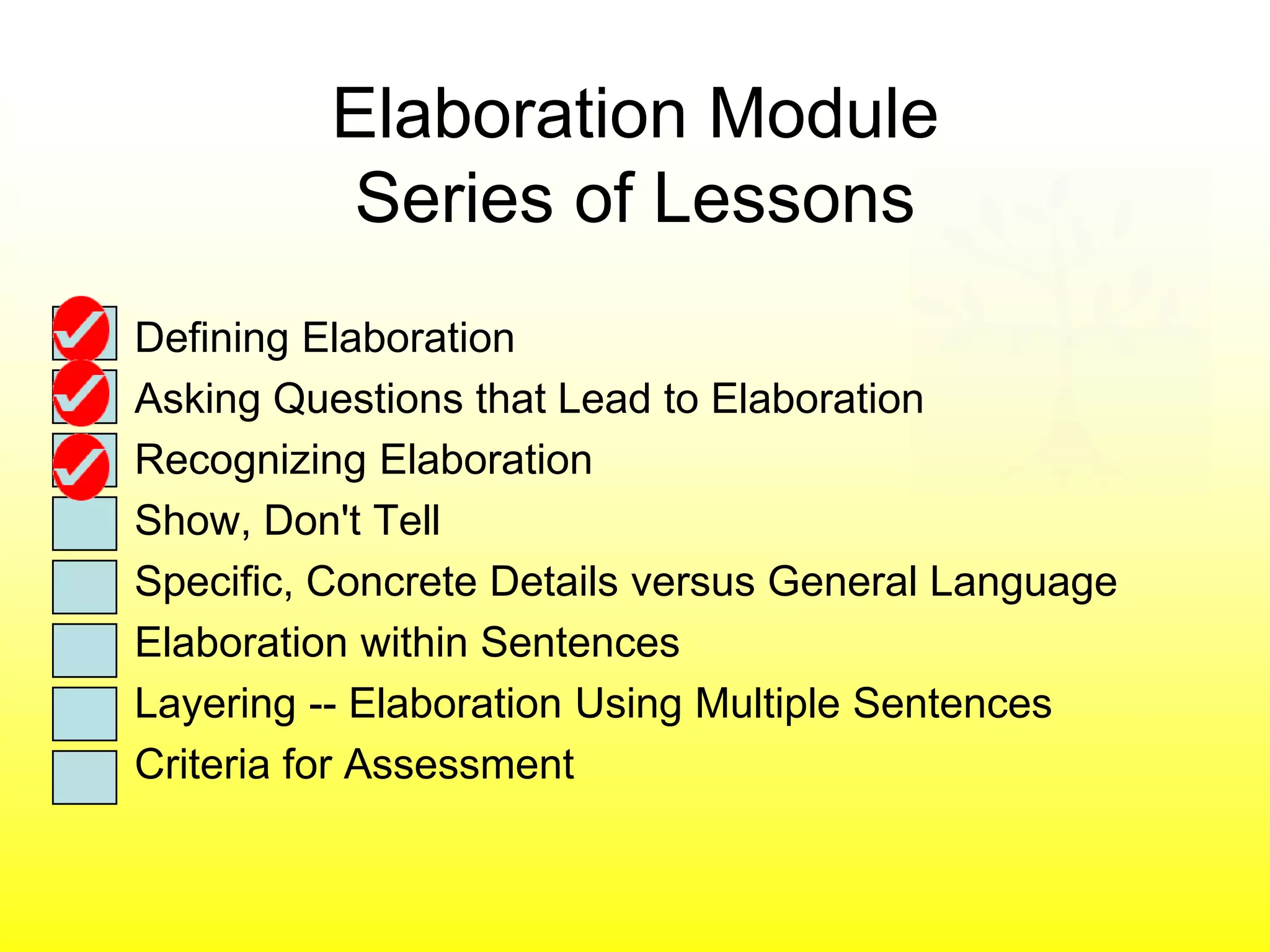 Show, don't tell; & specific concrete details | PPSX