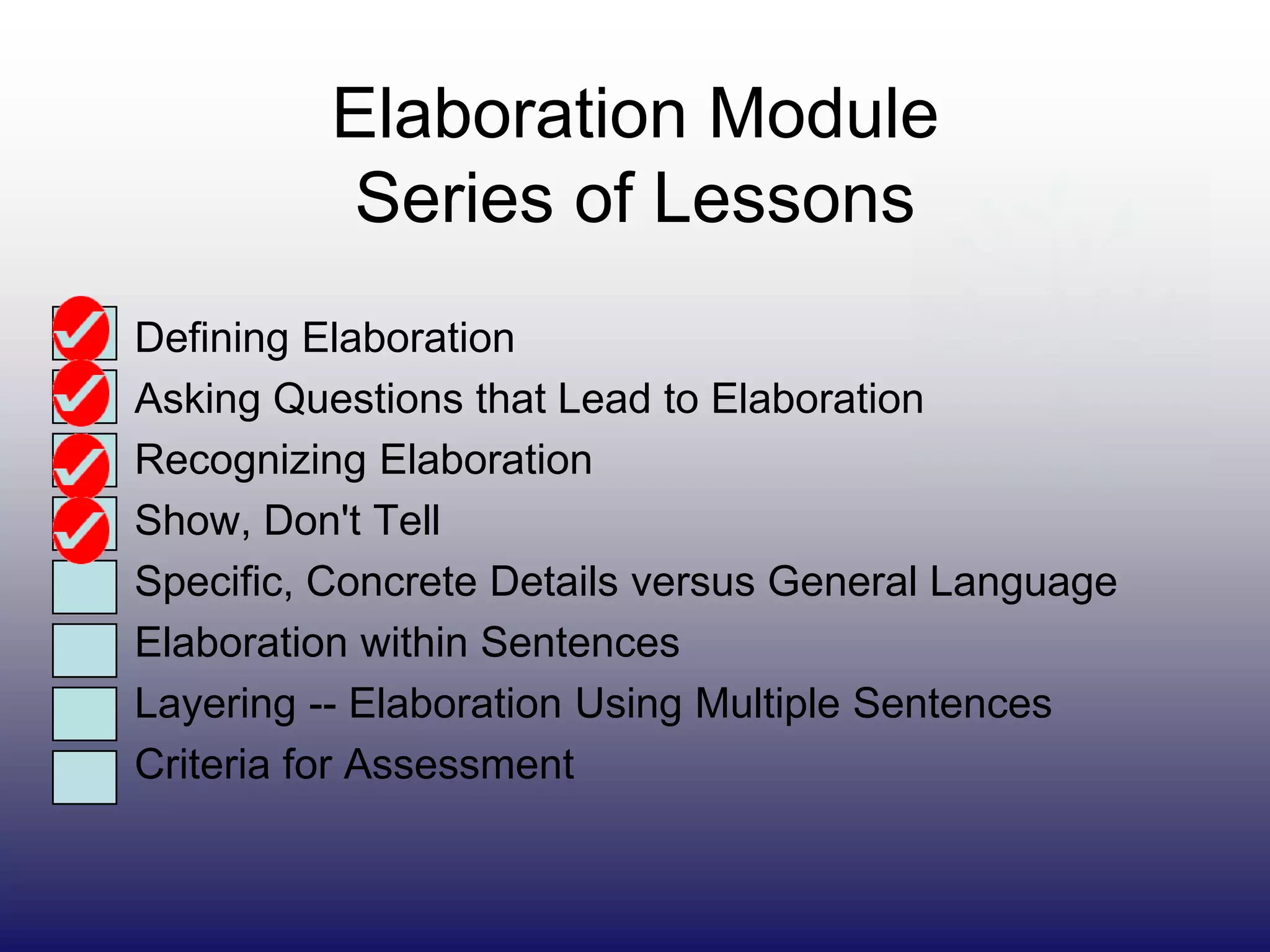 Show, don't tell; & specific concrete details | PPSX