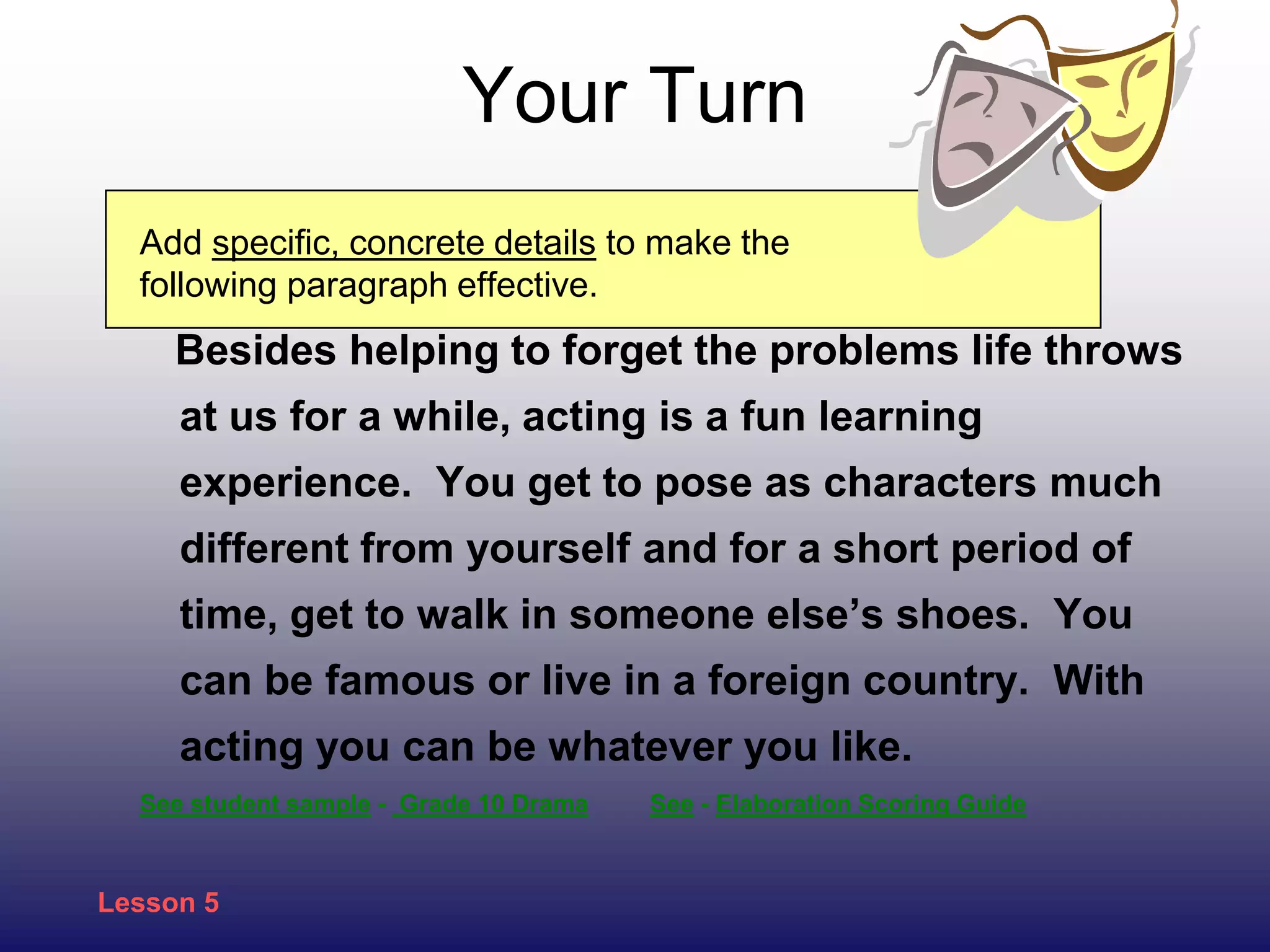 Show, don't tell; & specific concrete details | PPSX