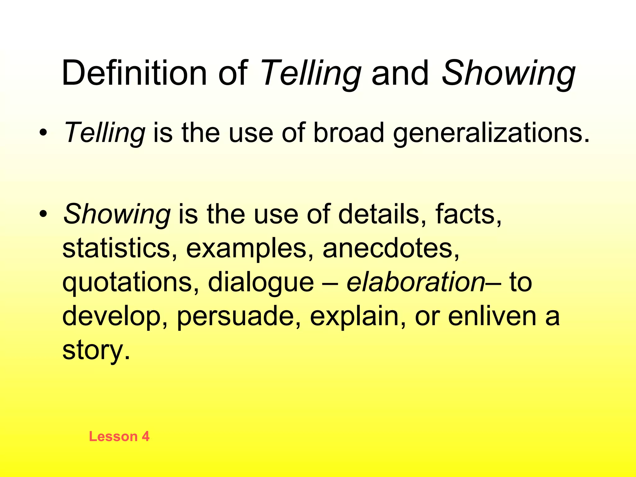 Show, don't tell; & specific concrete details | PPSX