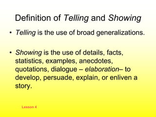 Show, don't tell; & specific concrete details | PPT