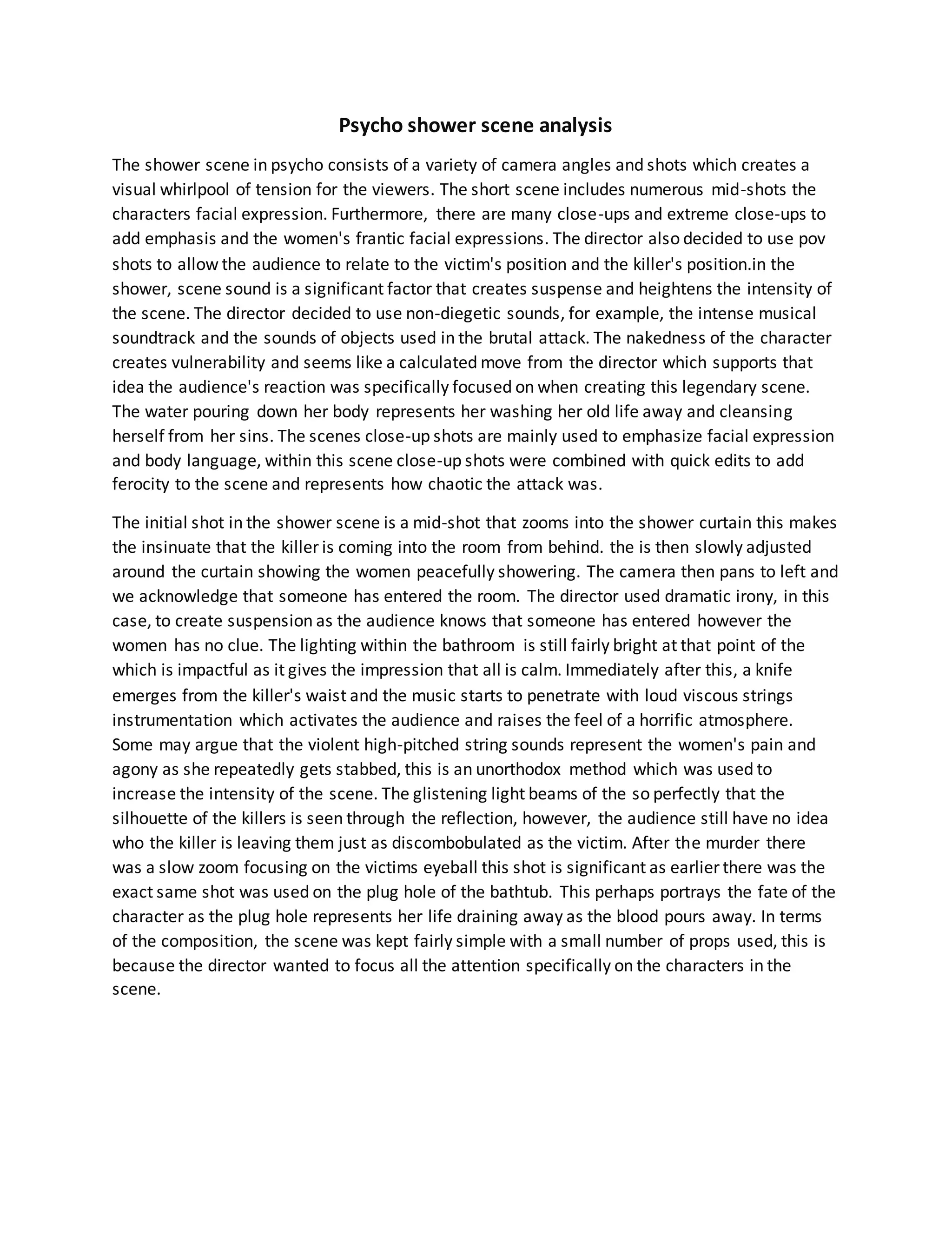 psycho shower scene analysis | DOCX