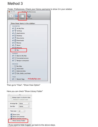 Show your Library folder in Mac Mavericks | PDF