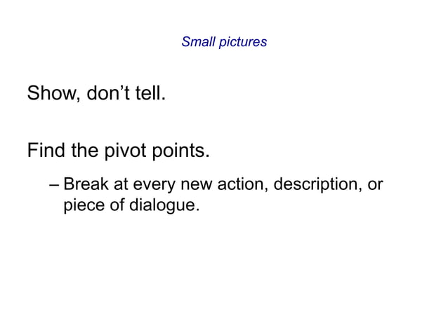 Showing, not telling, and pivot points | PPT