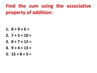 Associative Property Examples Of Addition