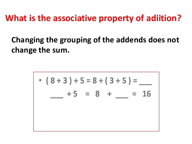 Showing the associative property of addition