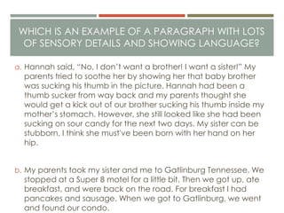 Showing vs telling and dialogue | PPT