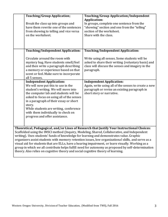 Showing vs telling mini lesson | PDF
