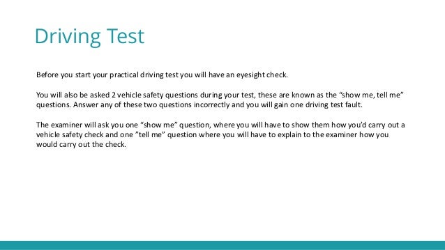 Show Me Tell Me Driving Test Questions