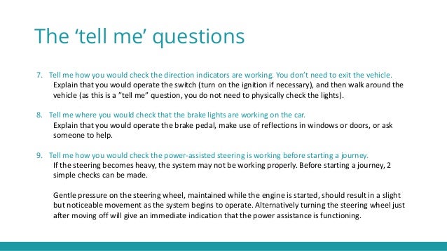 Show Me Tell Me Driving Test Questions