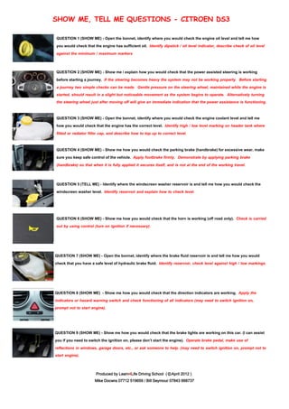 SHOW ME TELL ME QUESTIONS CITROEN DS3 pdf | PDF