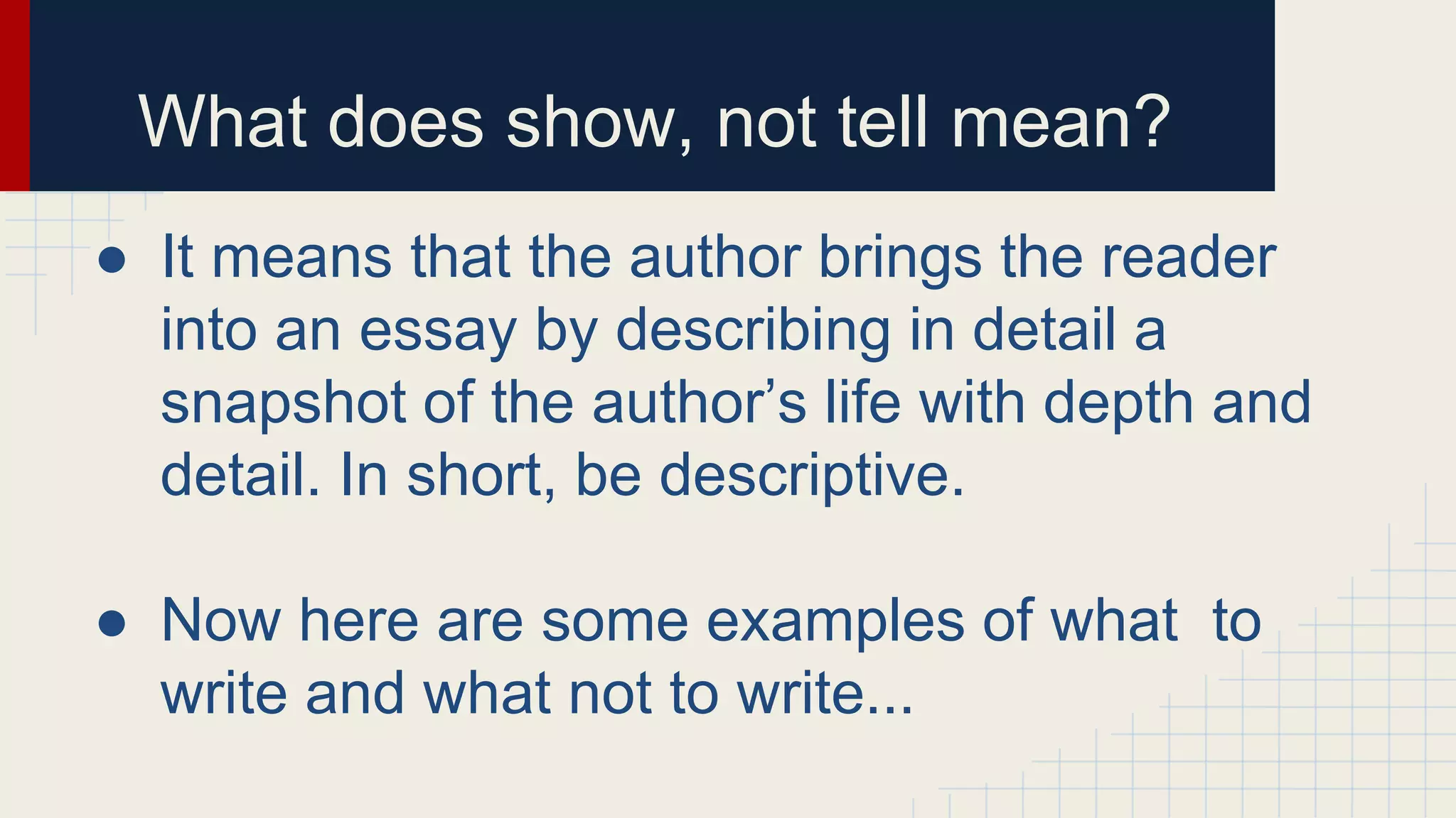 Show Not Tell ppt | PPTX