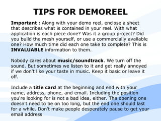 Showreel development | PPT