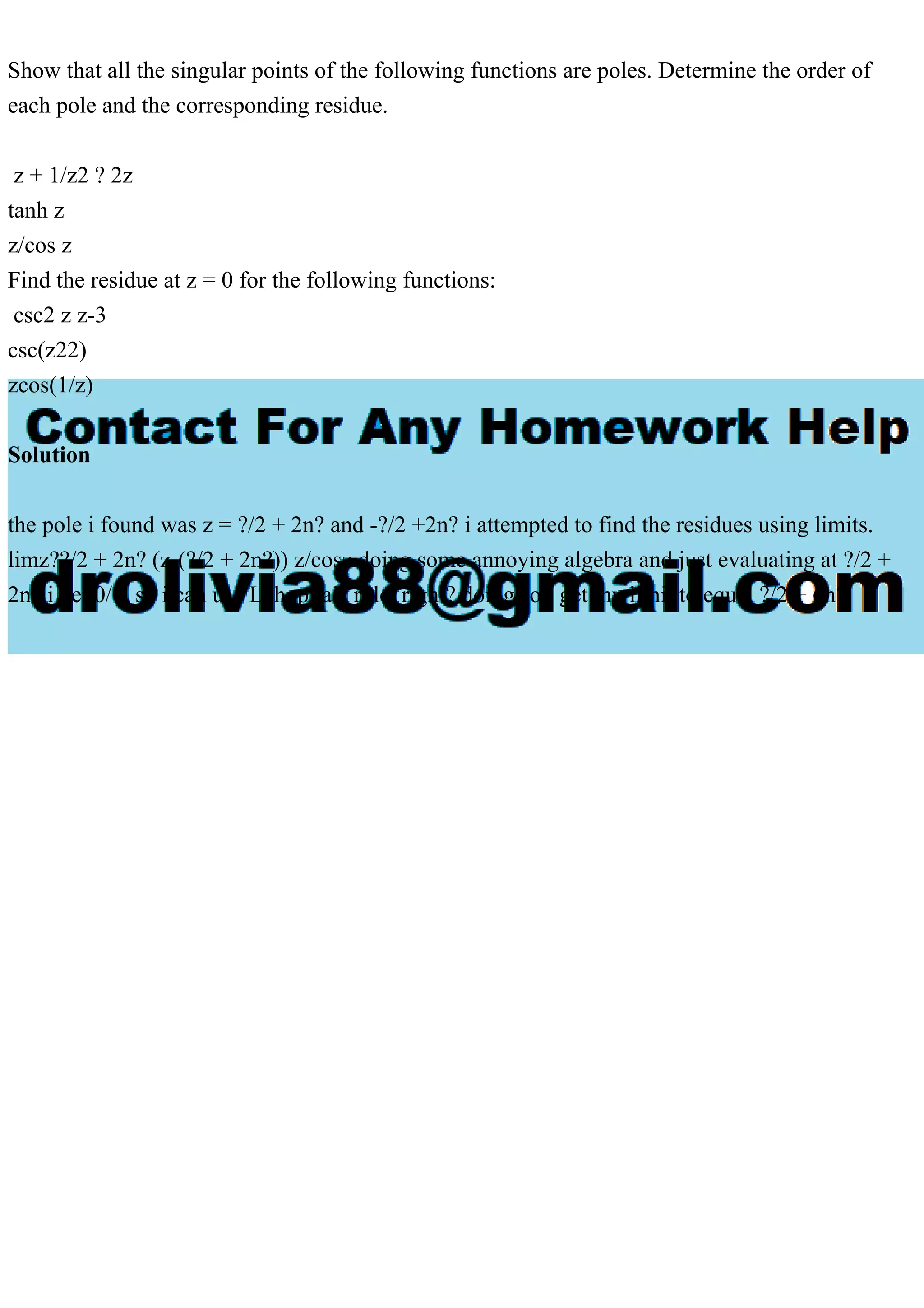 Show that all the singular points of the following functions are pol.pdf