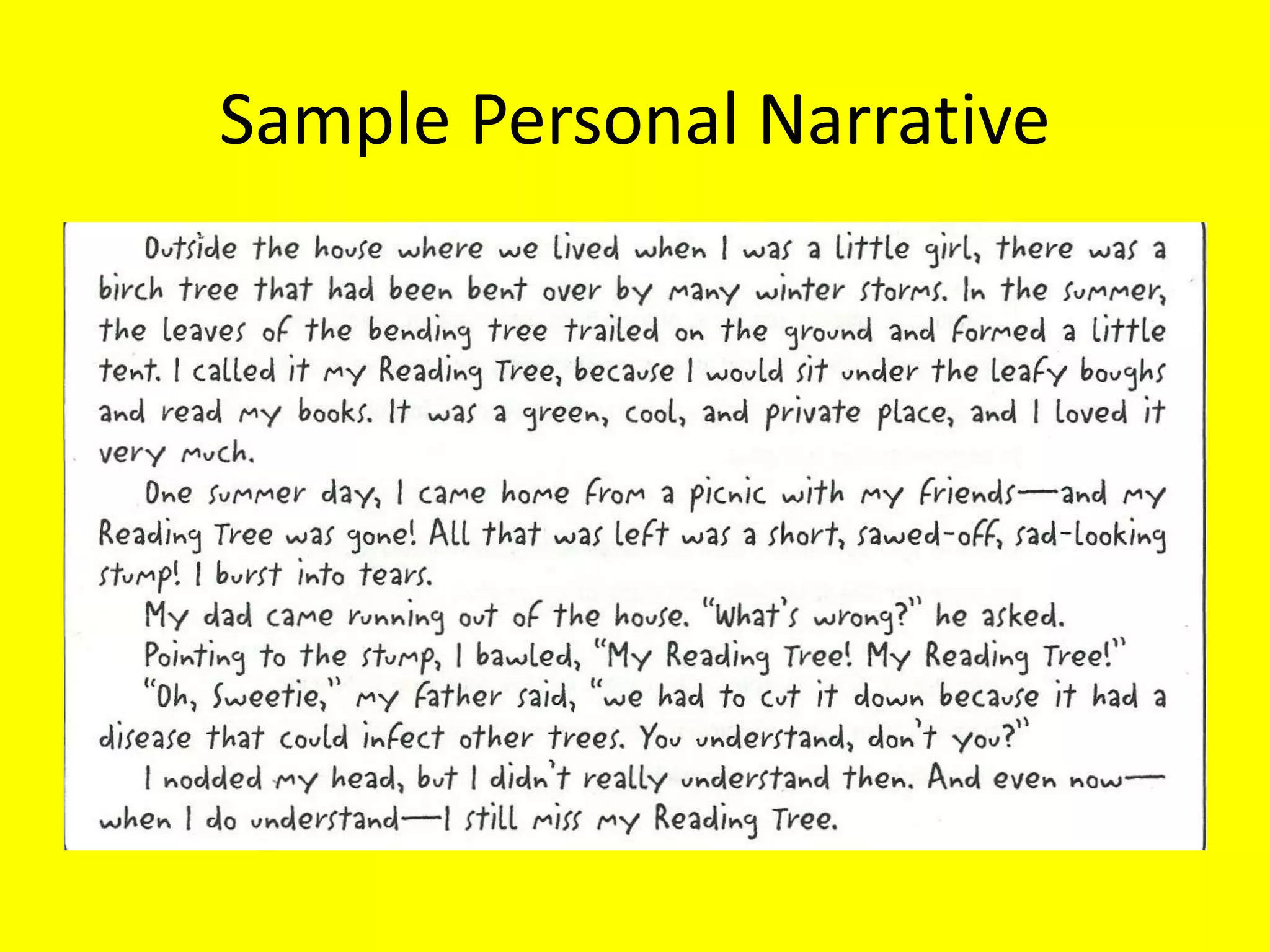 Show vs. tell for personal narrative | PPT