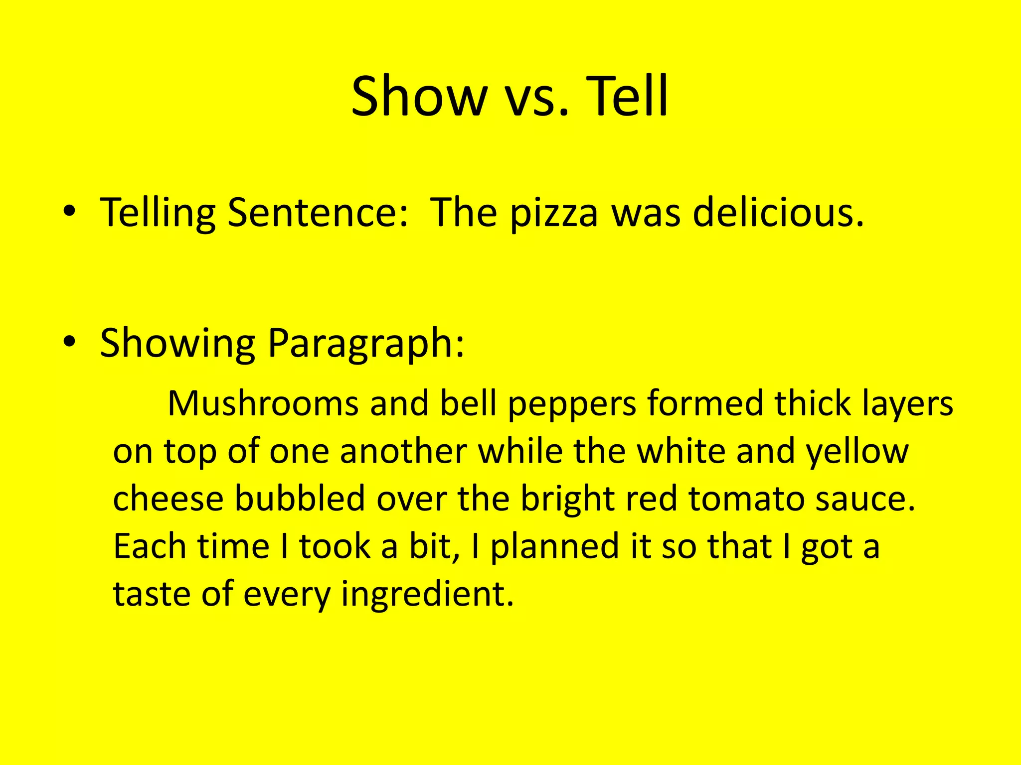 Show vs. tell for personal narrative | PPTX