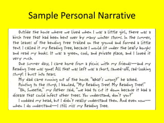 Show vs. tell for personal narrative | PPTX