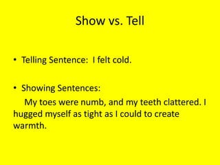 Show vs. tell for personal narrative | PPTX