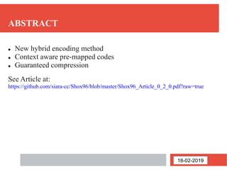 Shox96 - Guaranteed Compression of Printable Short Strings | PPT