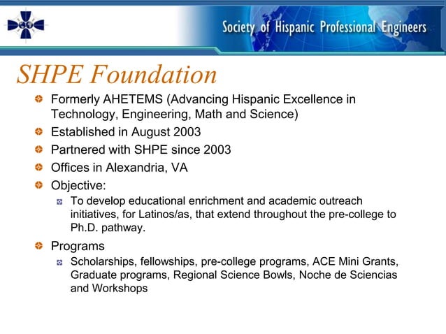 Shpe 101 presentation 2013 main | PPT