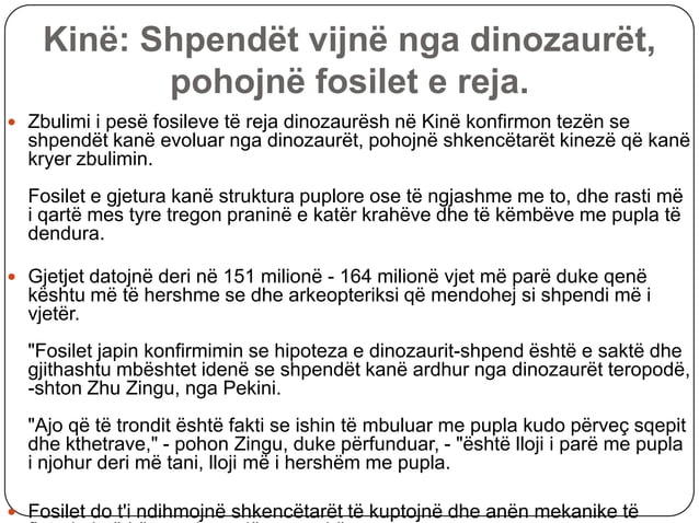 Evolucioni i Shpendeve | PPT